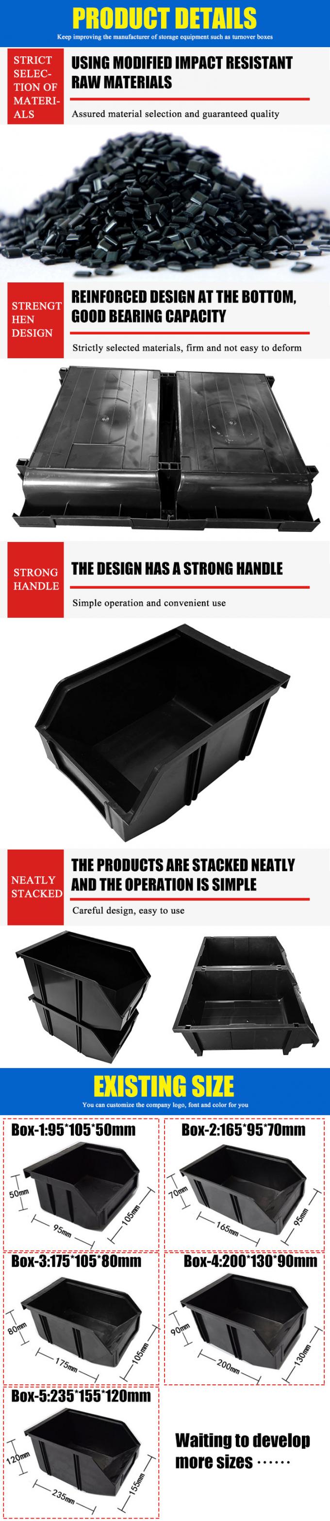 High Conductive ESD Plastic Bins For Small Parts Storage 95x165x70mm